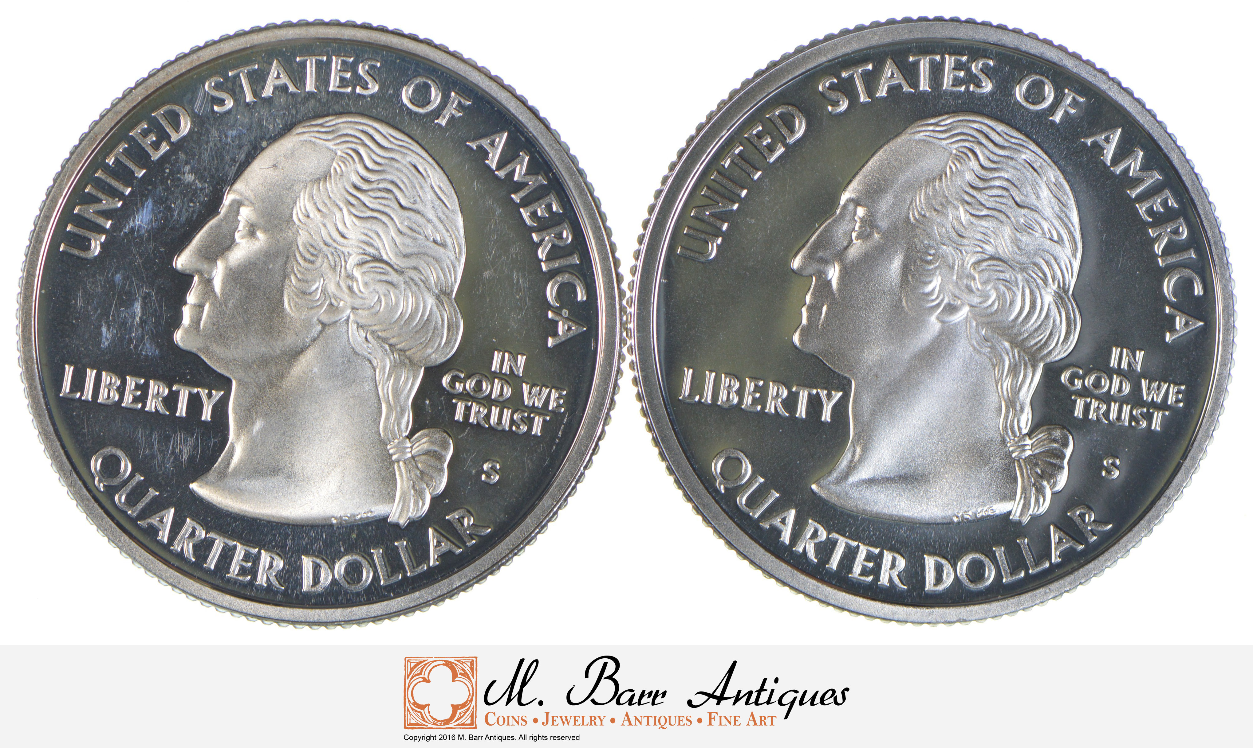 (2) STUNNING 90% SILVER Proof Washington State Quarters - Specially ...