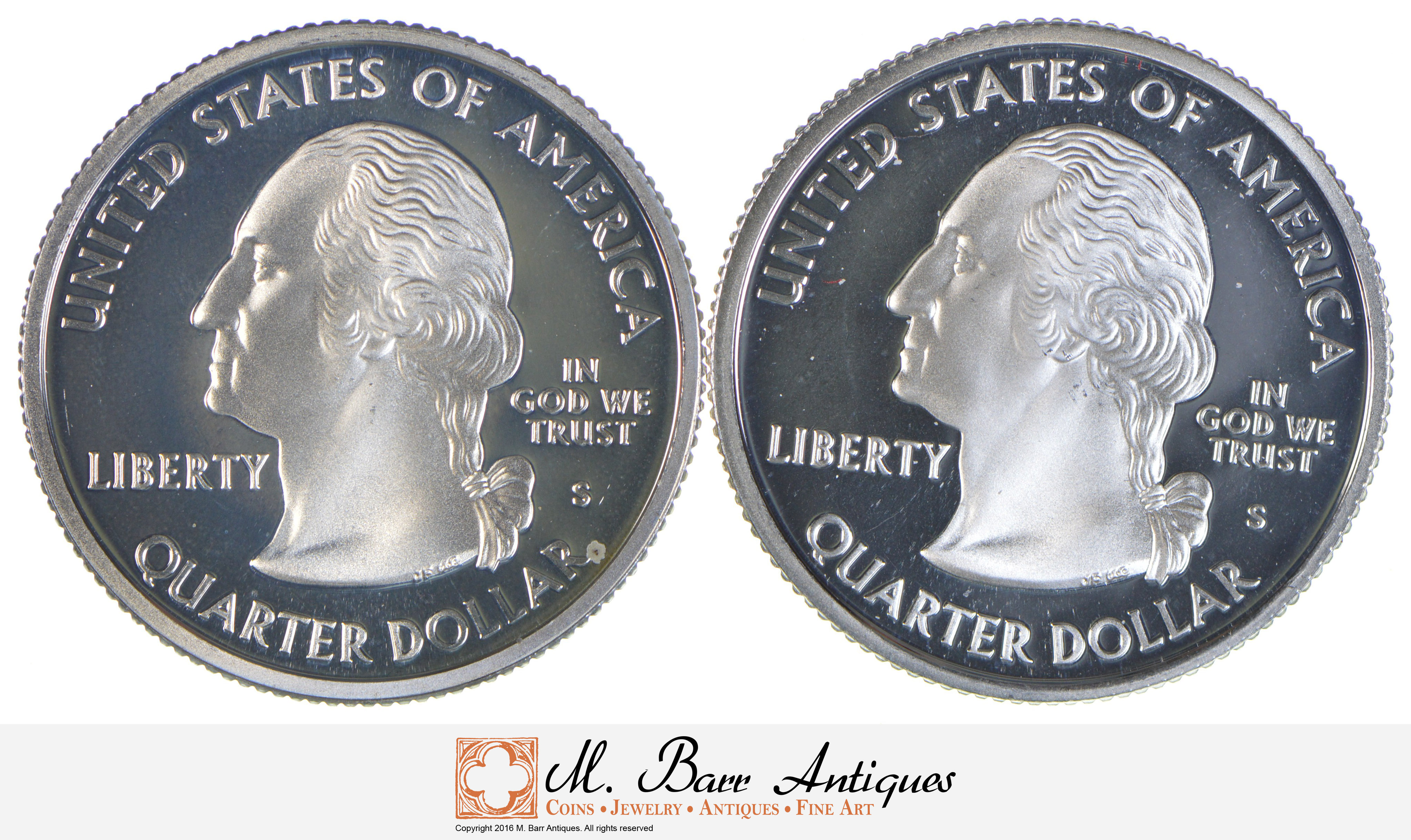 (2) STUNNING 90% SILVER Proof Washington State Quarters - Specially ...