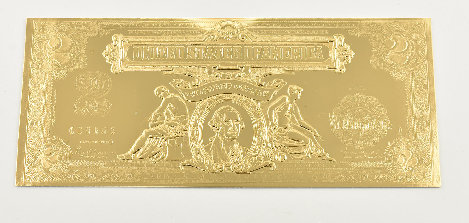 $2 U.S. Silver Certificate - 22K Gold Bank Note - Rare | Property Room