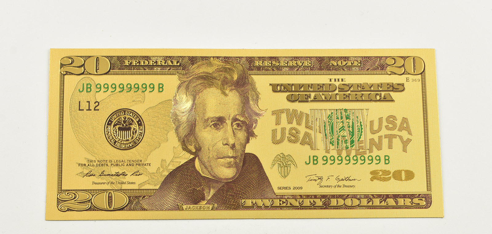 $20 Federal Reserve Note - 22K Gold Bank Note - Rare | Property Room