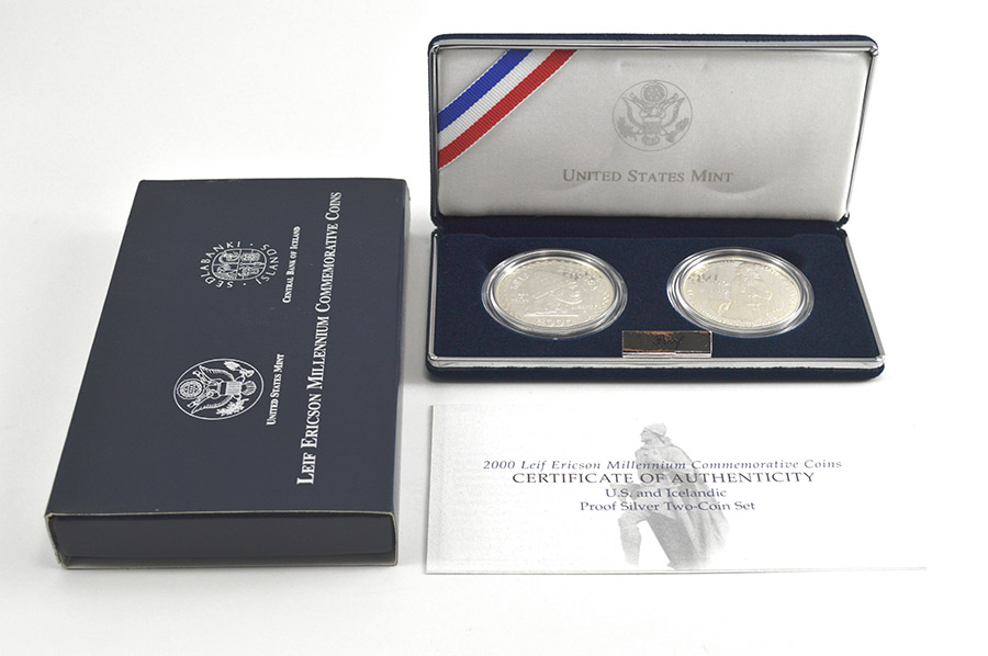 2000 Leif Ericson Millennium Commemorative Proof Two-Coin Set w/ Box ...