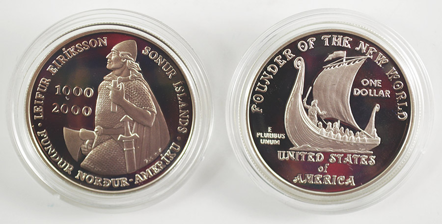 2000 Leif Ericson Millennium Commemorative Proof Two-Coin Set w/ Box ...