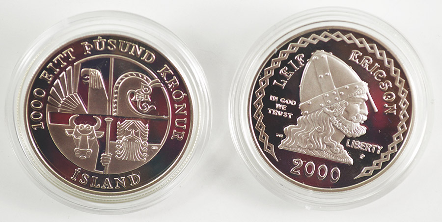 2000 Leif Ericson Millennium Commemorative Proof Two-Coin Set w/ Box ...