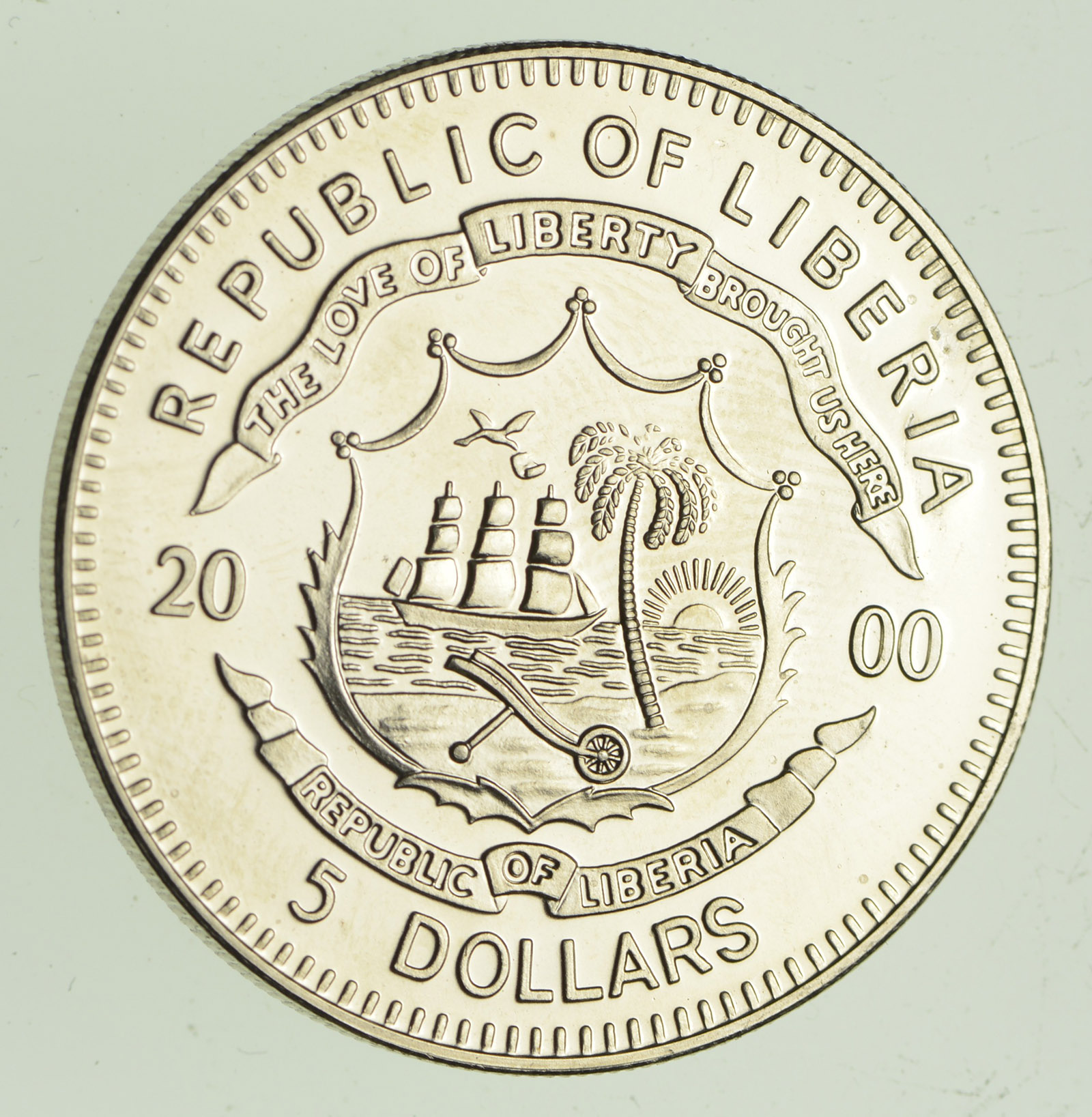 2000 Liberia 5 Dollars World Coin Property Room 2000 Liberia 5 Dollars World Coin Property Room