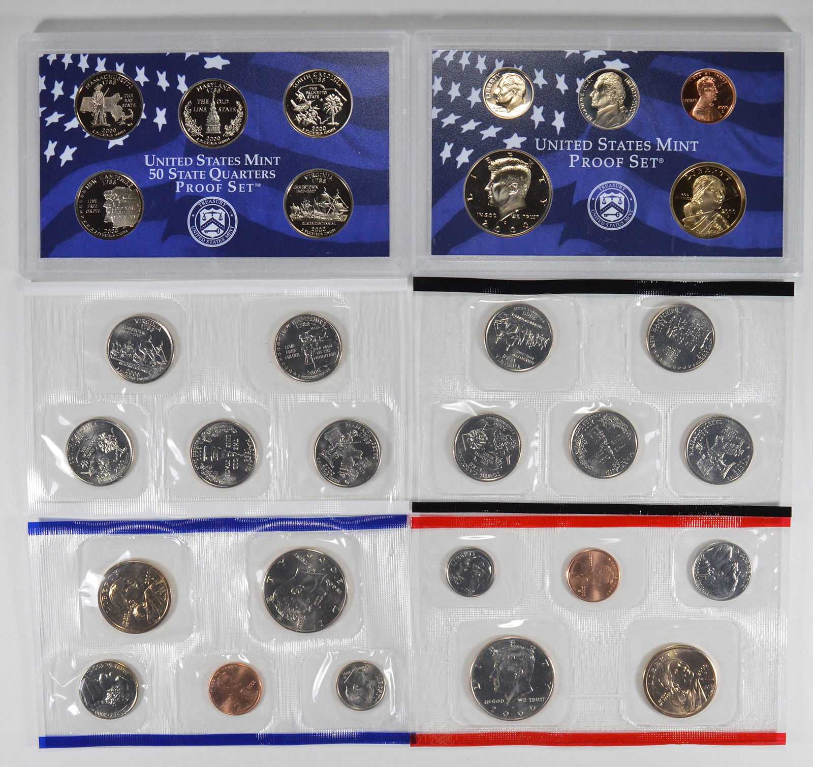 2000 US Proof & Mint Sets - Coin Collection Bundle - 2 Sets - 1 Price ...