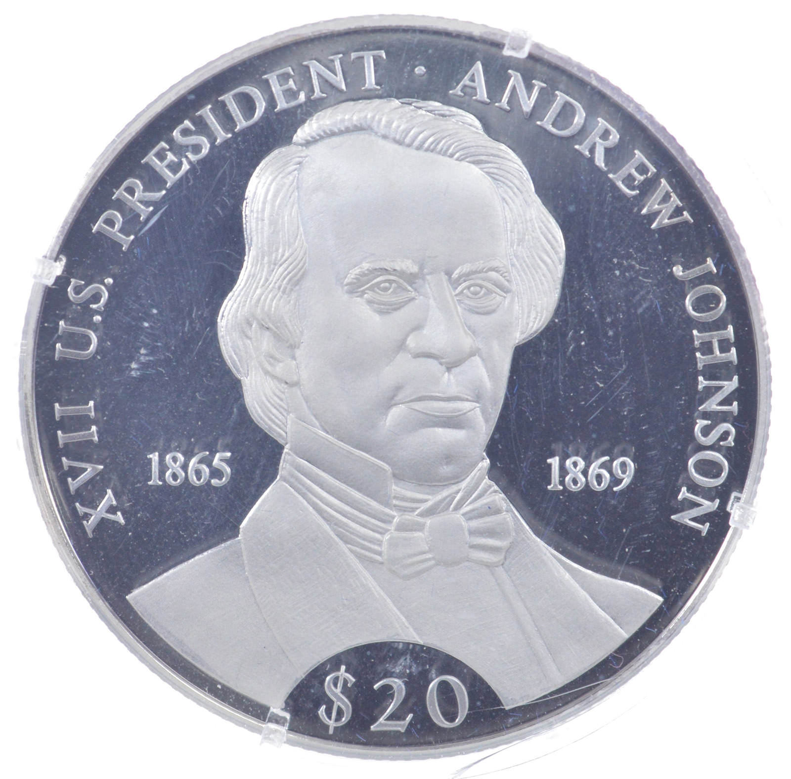 2000 XVII US President Andrew Johnson $20.00 Face Value 20 Grams .999 ...