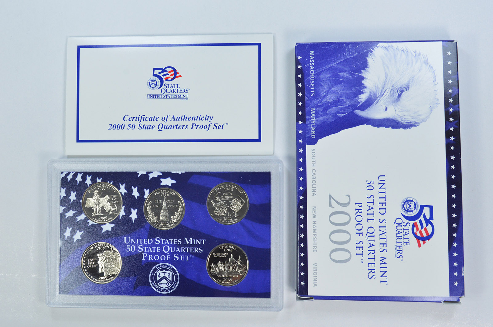 2000-S 5 Coin State Quarter Proof Set w/ Box & COA | Property Room