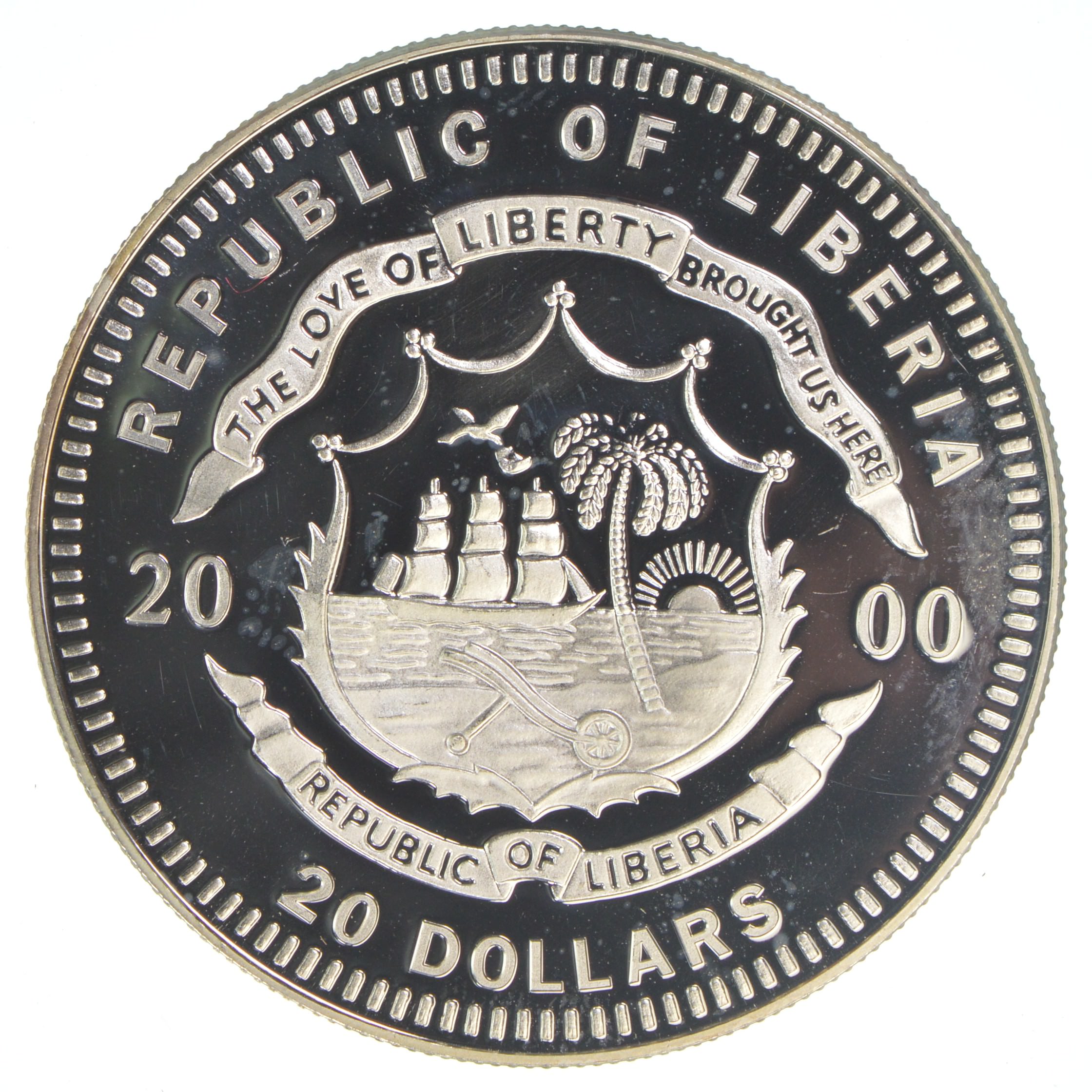 2001 Liberia Abraham Lincoln $20.00 Face Value 20 Grams .999 Fine Silver | Property Room