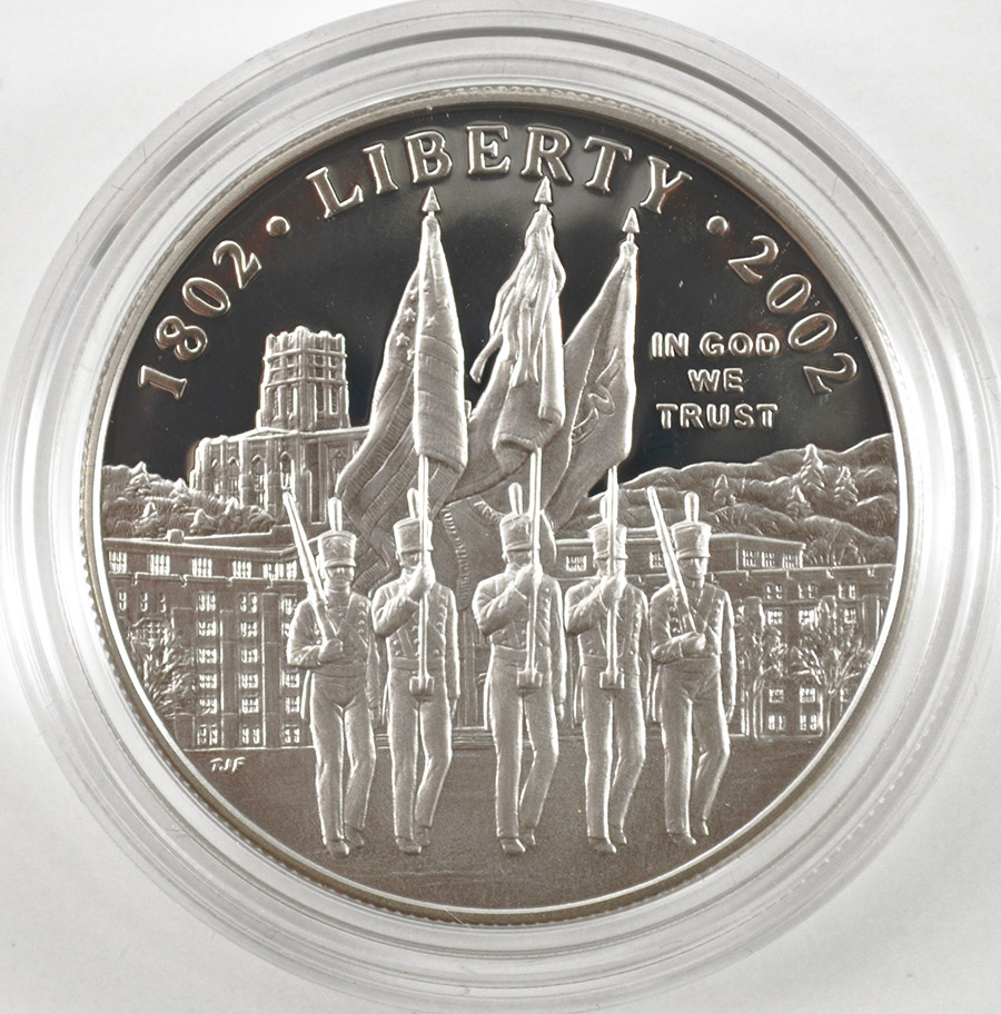 2002 United States Military Academy Bicentennial Proof Silver Dollar w ...