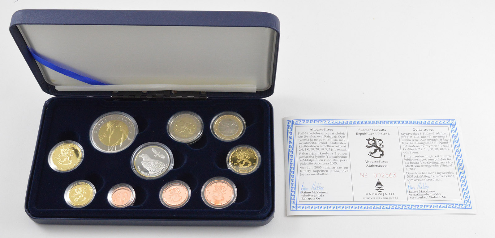 2005 Finland 10 Coin Proof Set With Mint Medal - With CoA & Display Box ...
