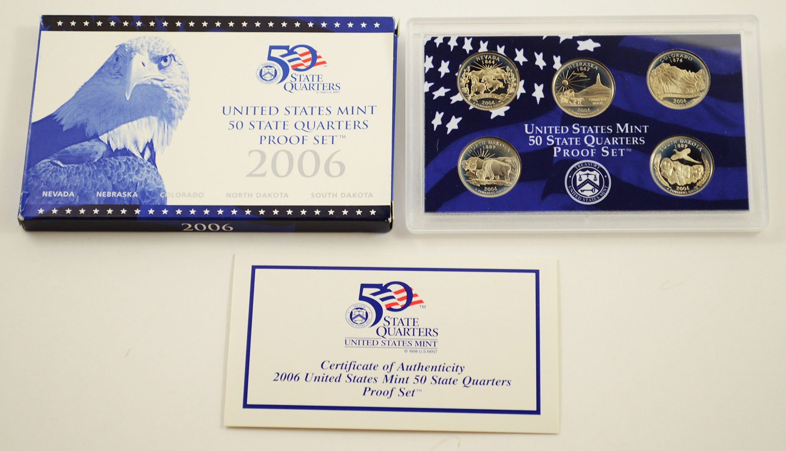 2006-S 5 Coin State Quarter Proof Set w/ Box & COA | Property Room
