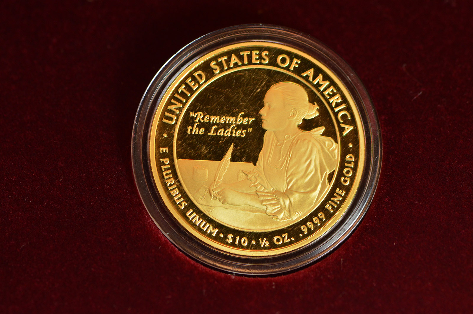 2007-W First Spouse 1/2 Oz $10 Gold Proof Coin, Abigail Adams W/ COA ...