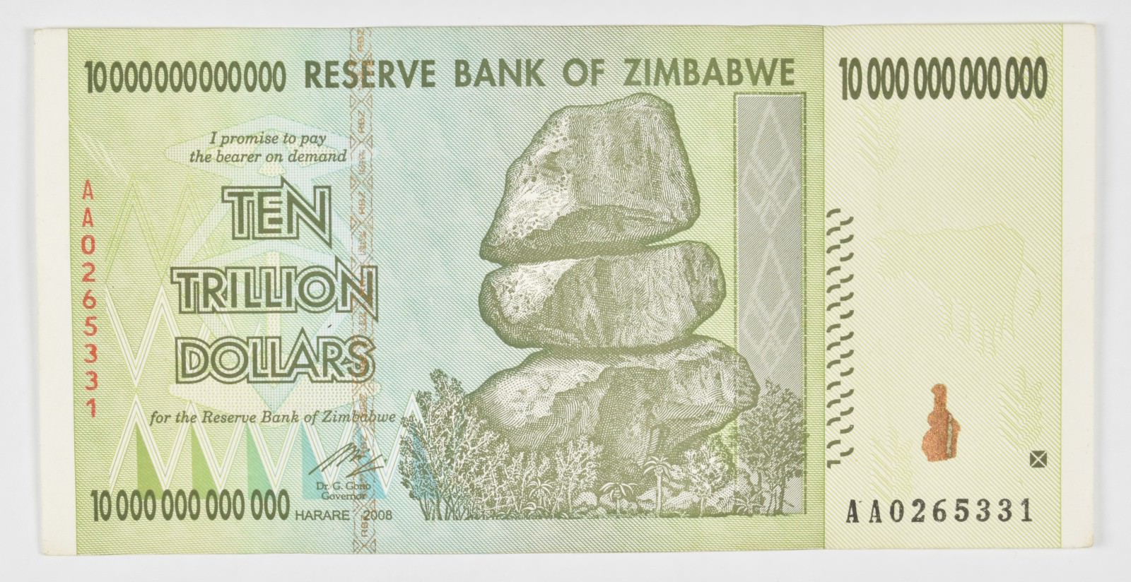 2008 Zimbabwe 10 Trillion Dollars Note Error | Property Room