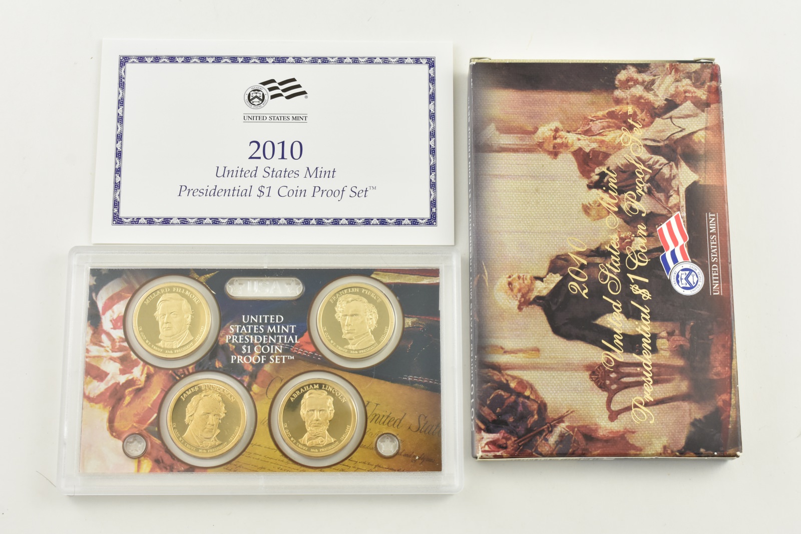 2010-S 4 Coin Presidential Dollar Proof Set w/ Box & COA | Property Room