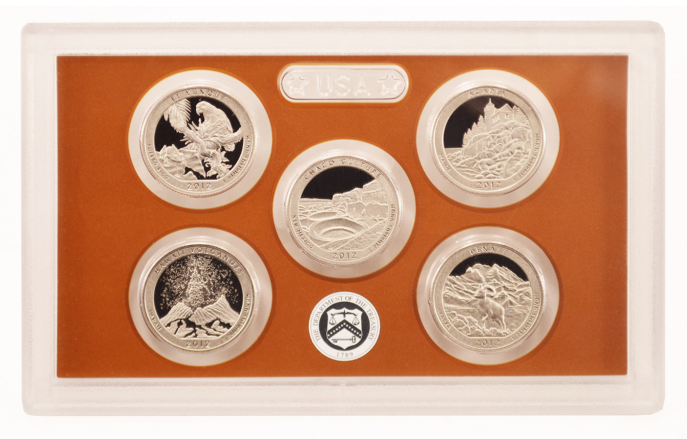2012-S 5 Coin National Park Quarter Proof Set w/ Box & COA | Property Room
