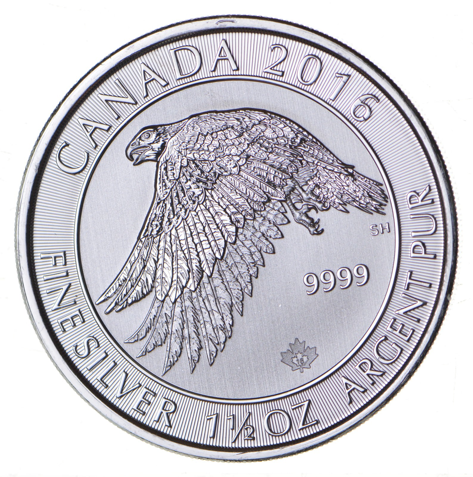 2016 1.5 oz Canada Silver White Falcon $8 Coin .9999 Fine Brilliant ...