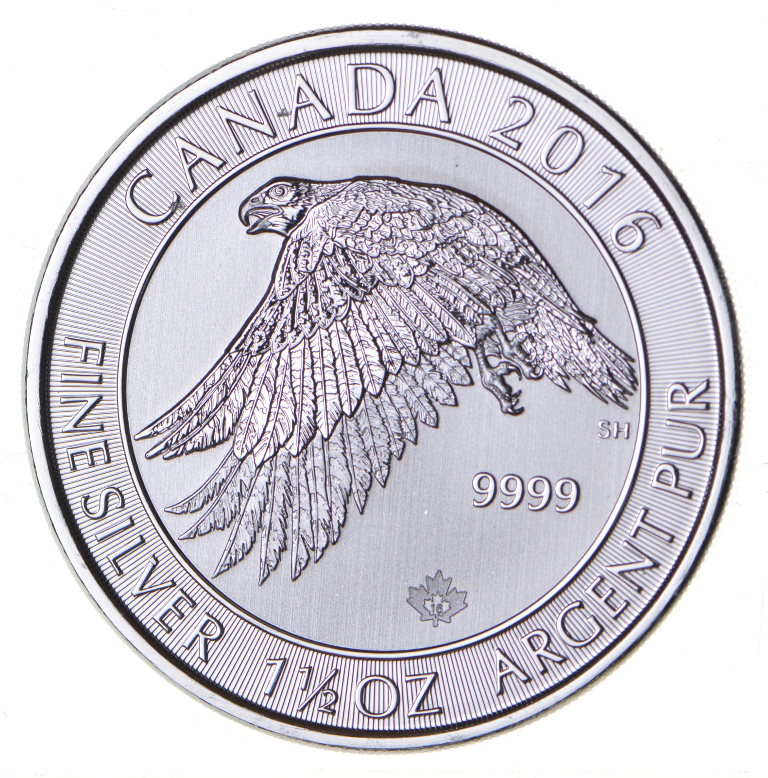 2016 1.5 oz Canada Silver White Falcon $8 Coin .9999 Fine Brilliant ...