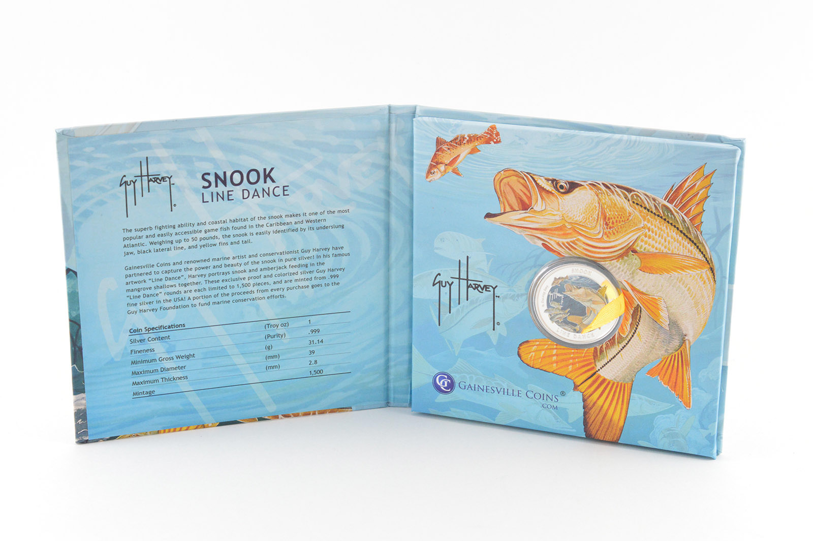 2016 Guy Harvey Snook Line Dance - 1 Troy Oz .999 Silver Colorized ...