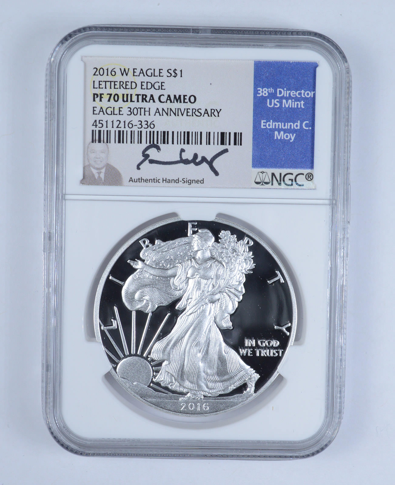 2016 W Proof American Silver Eagle Lettered Edge NGC Certified PF 70 Ultra Cameo | Property Room