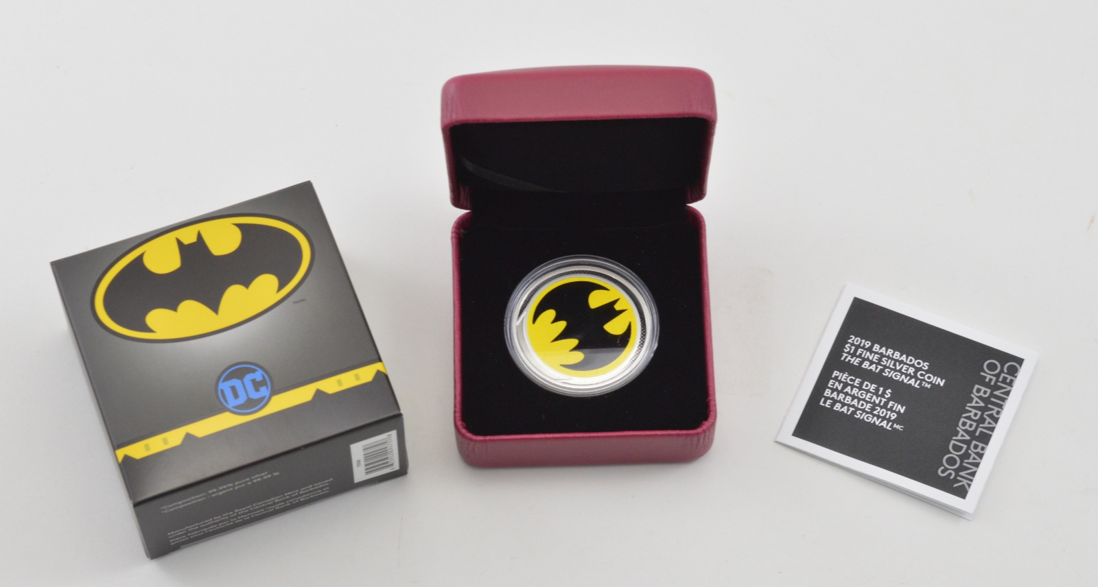 2019 Barbados 1 Dollar - The Bat Signal -Batman .999 Fine Silver - Box ...