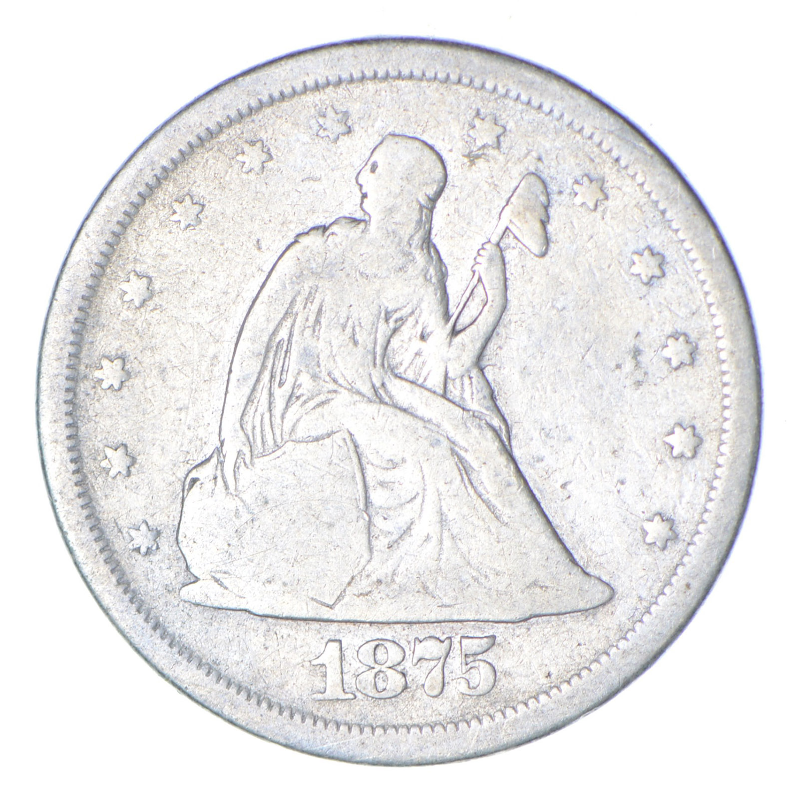 20c - TWENTY CENT Piece - 1875-S Historic Seated Liberty Obsolete Coin ...