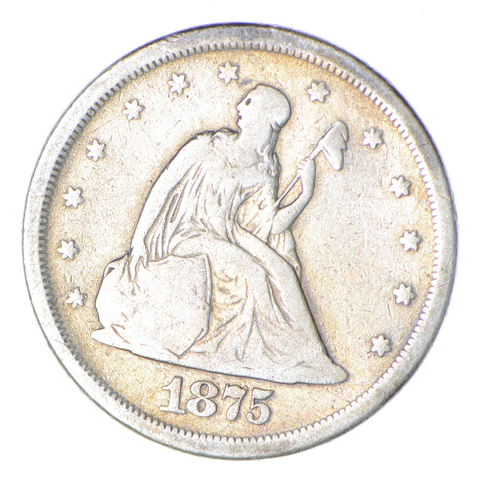 20c - TWENTY CENT Piece - 1875-S Historic Seated Liberty Obsolete Coin ...