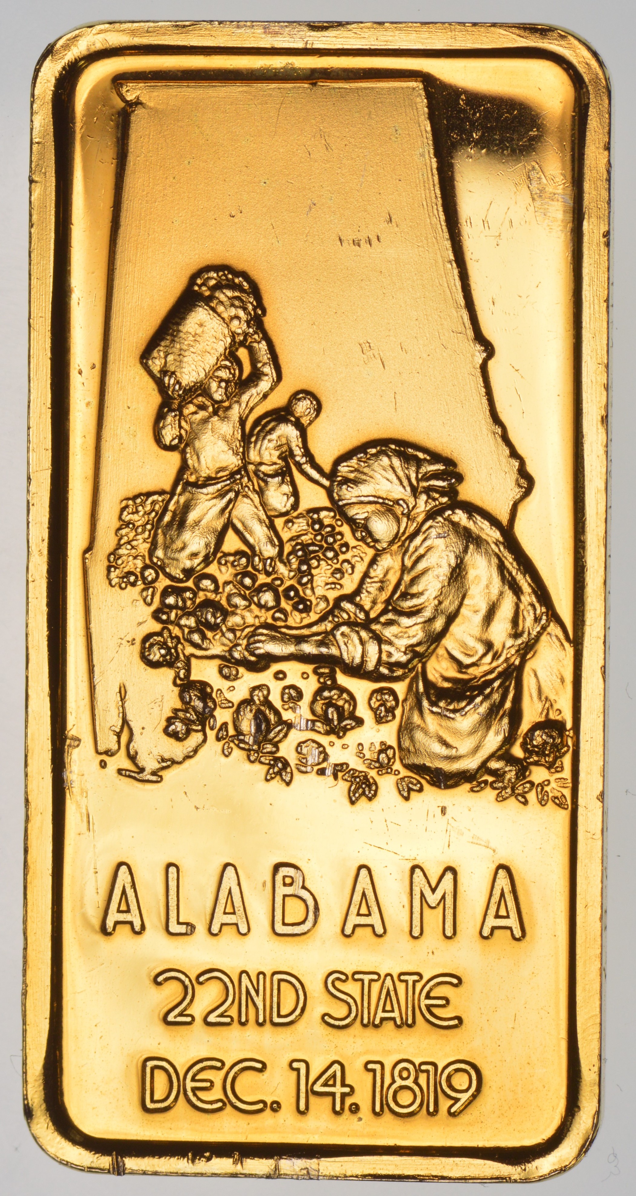24K Gold Plated 1 Oz SILVER .999 Fine Alabama Silver Bar | Property Room