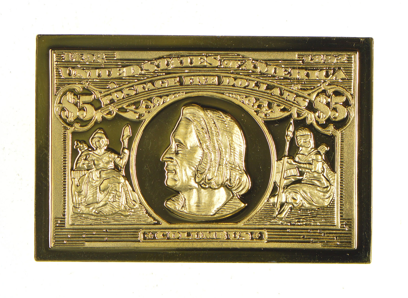 24K Gold Plated SILVER - Christopher Columbus Postage .925 Sterling ...