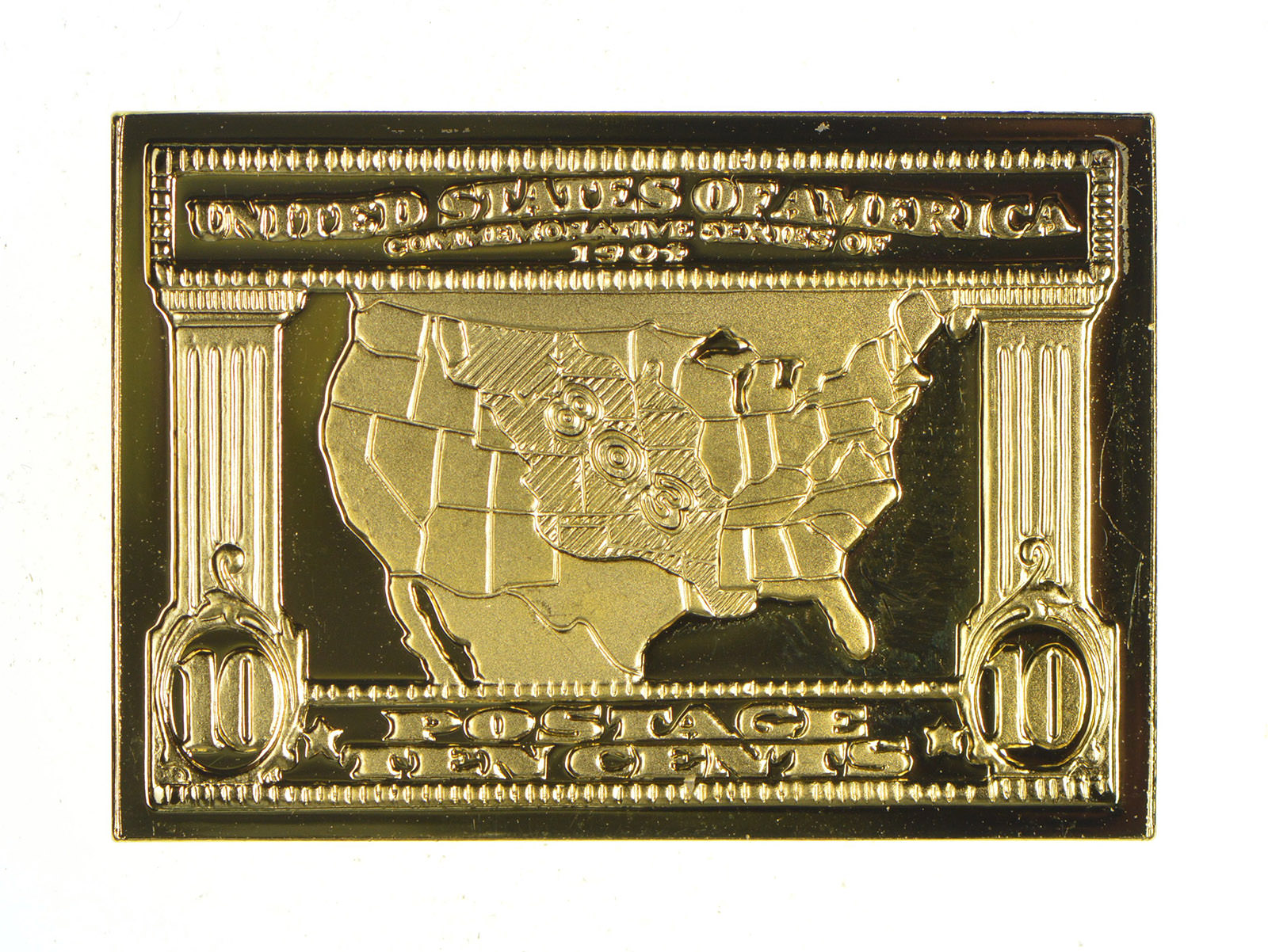 24K Gold Plated SILVER - Louisiana Purchase Postage .925 Sterling ...