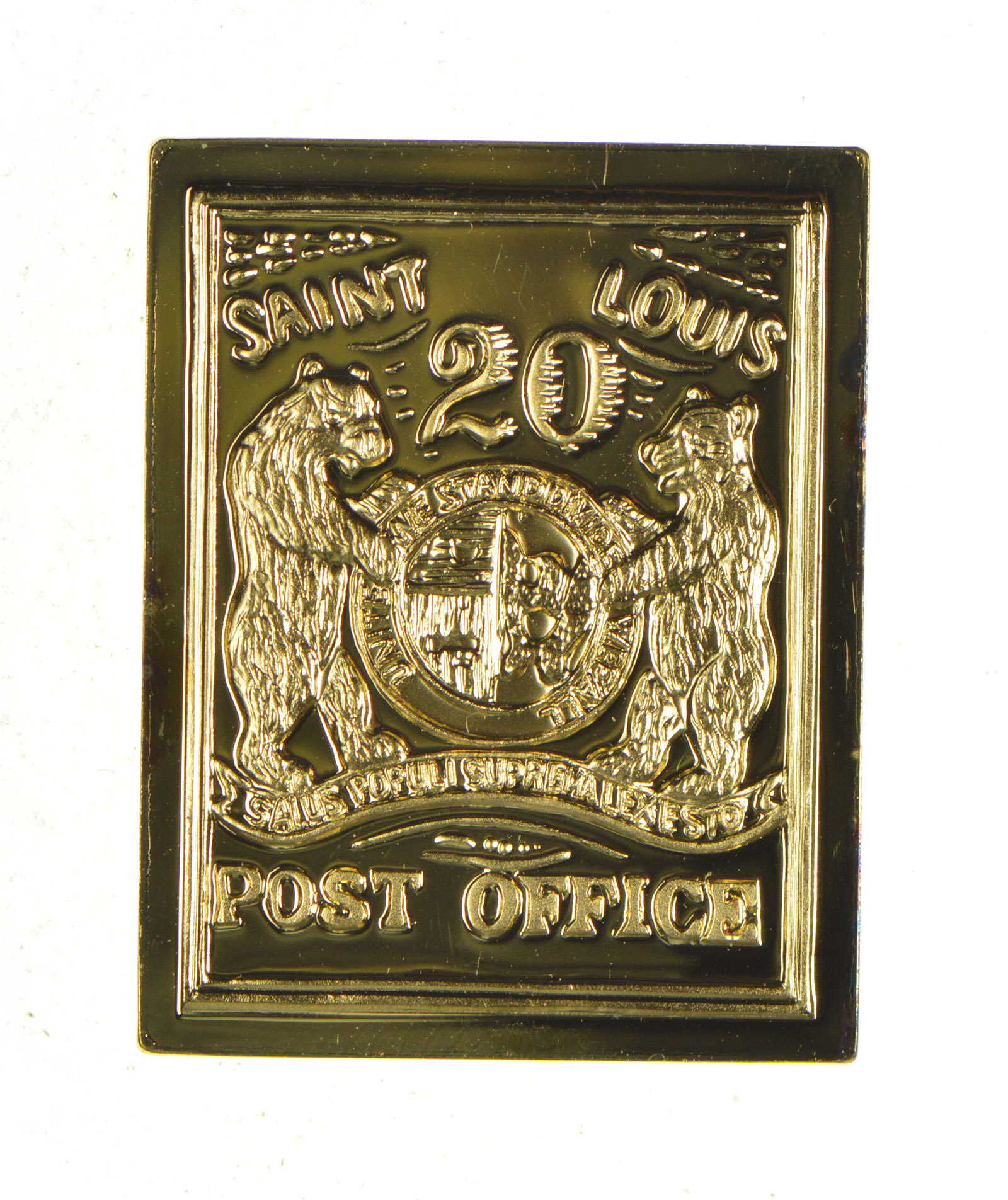 24K Gold Plated SILVER - St Louis Bear Postage .925 Sterling Silver ...