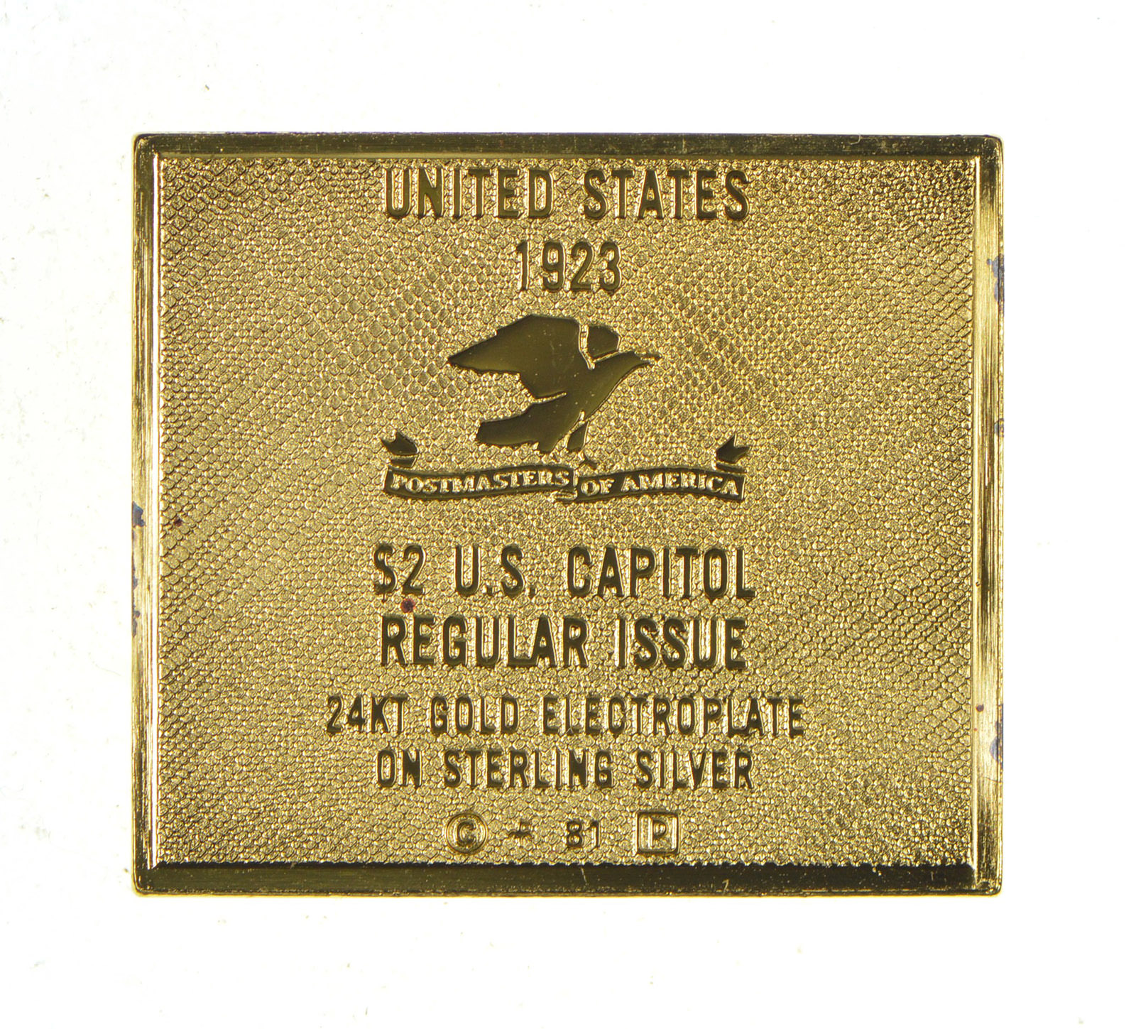24K Gold Plated SILVER - US Capitol Regular Issue Postage .925 Sterling ...