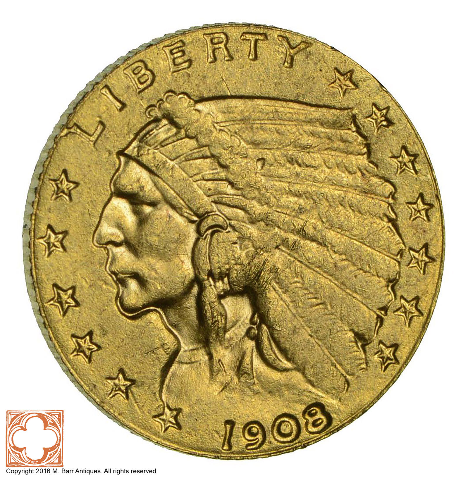 $2.50 United States Gold Coin - 1908 Incused Indian - Stunning ...