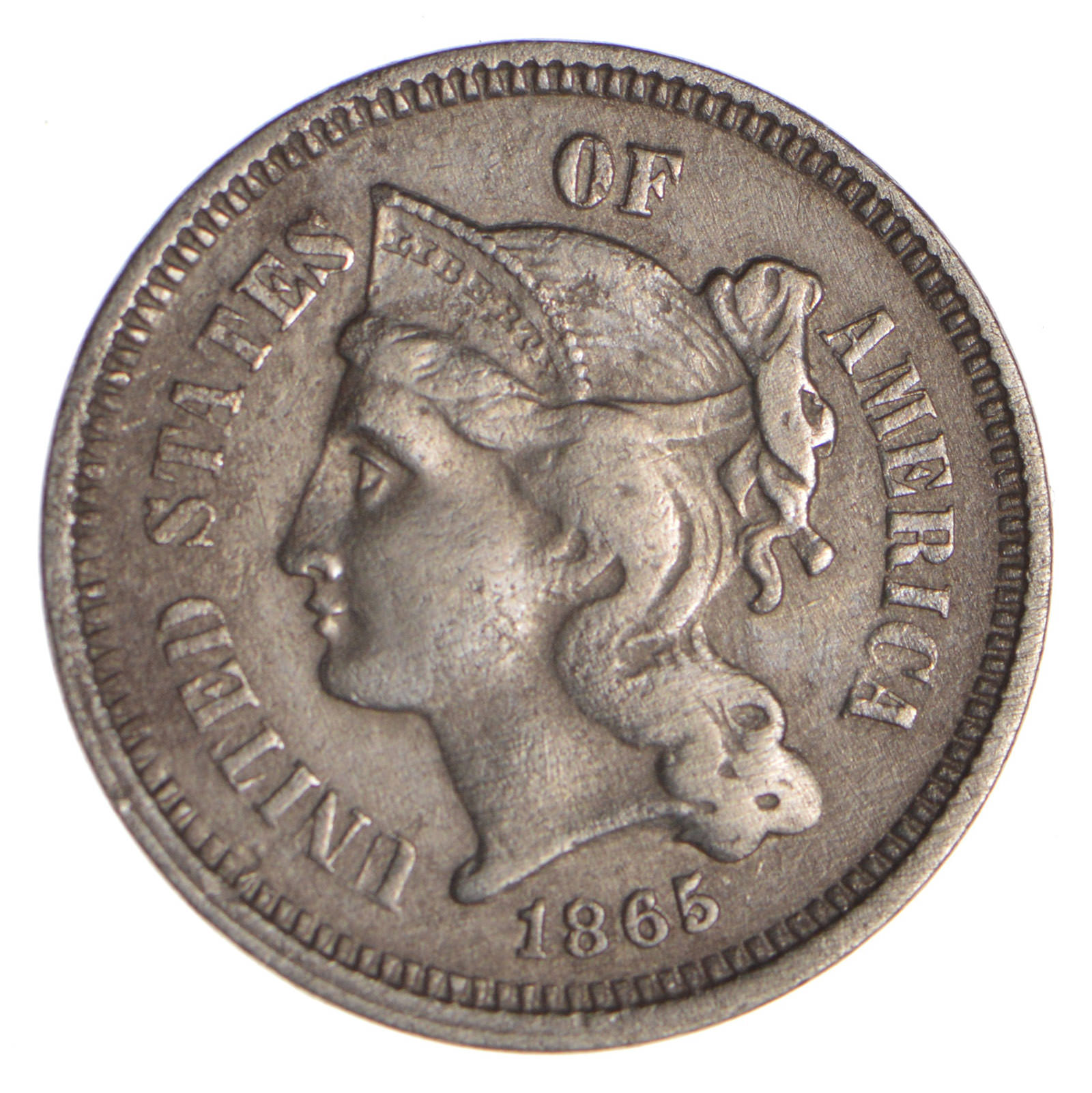 ***3***THREE***Cent*** - 1865 Three Cent Nickel Piece - Tough to Find ...