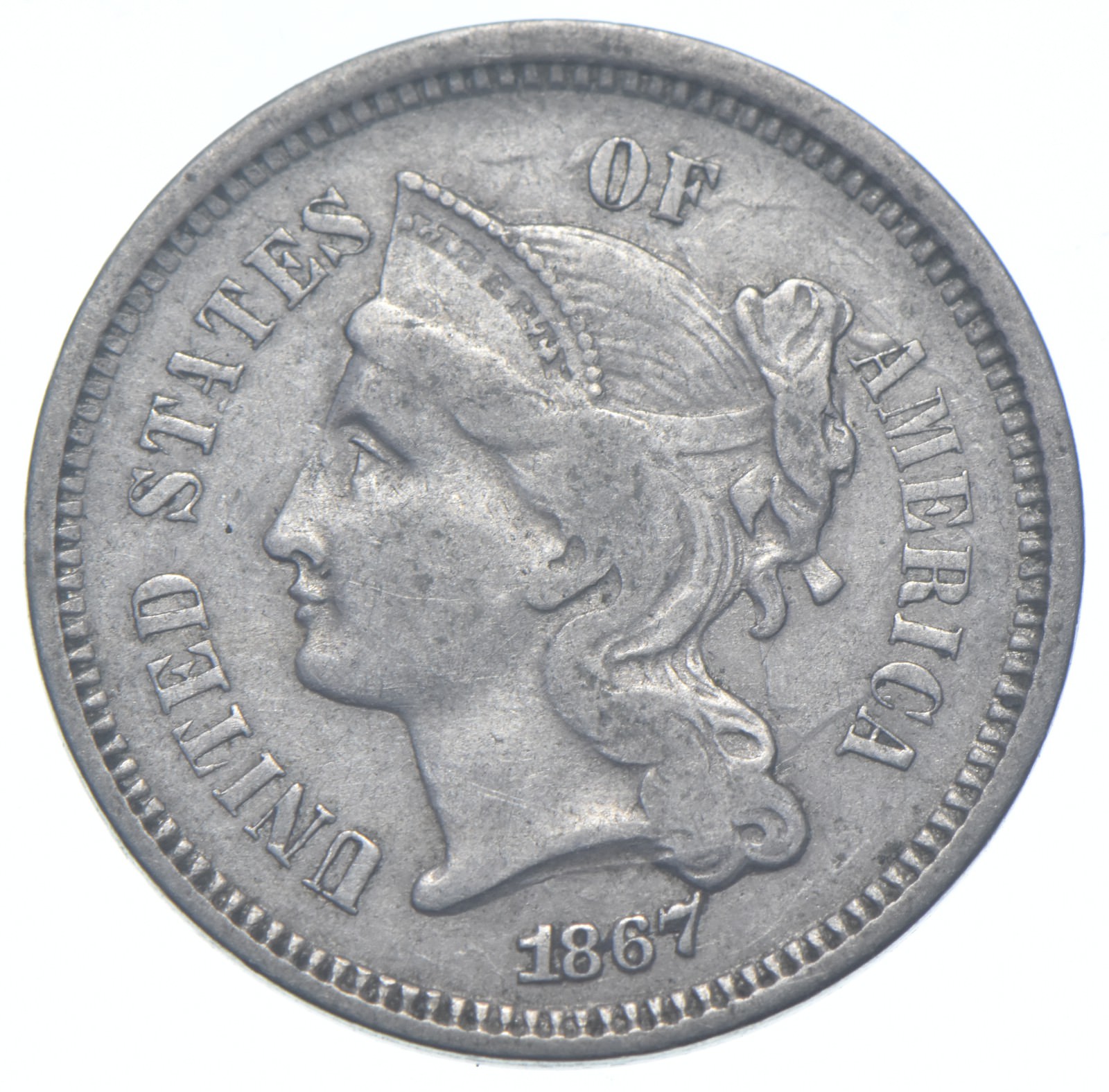 ***3***THREE***Cent*** - 1867 Three Cent Nickel Piece - Tough to Find ...