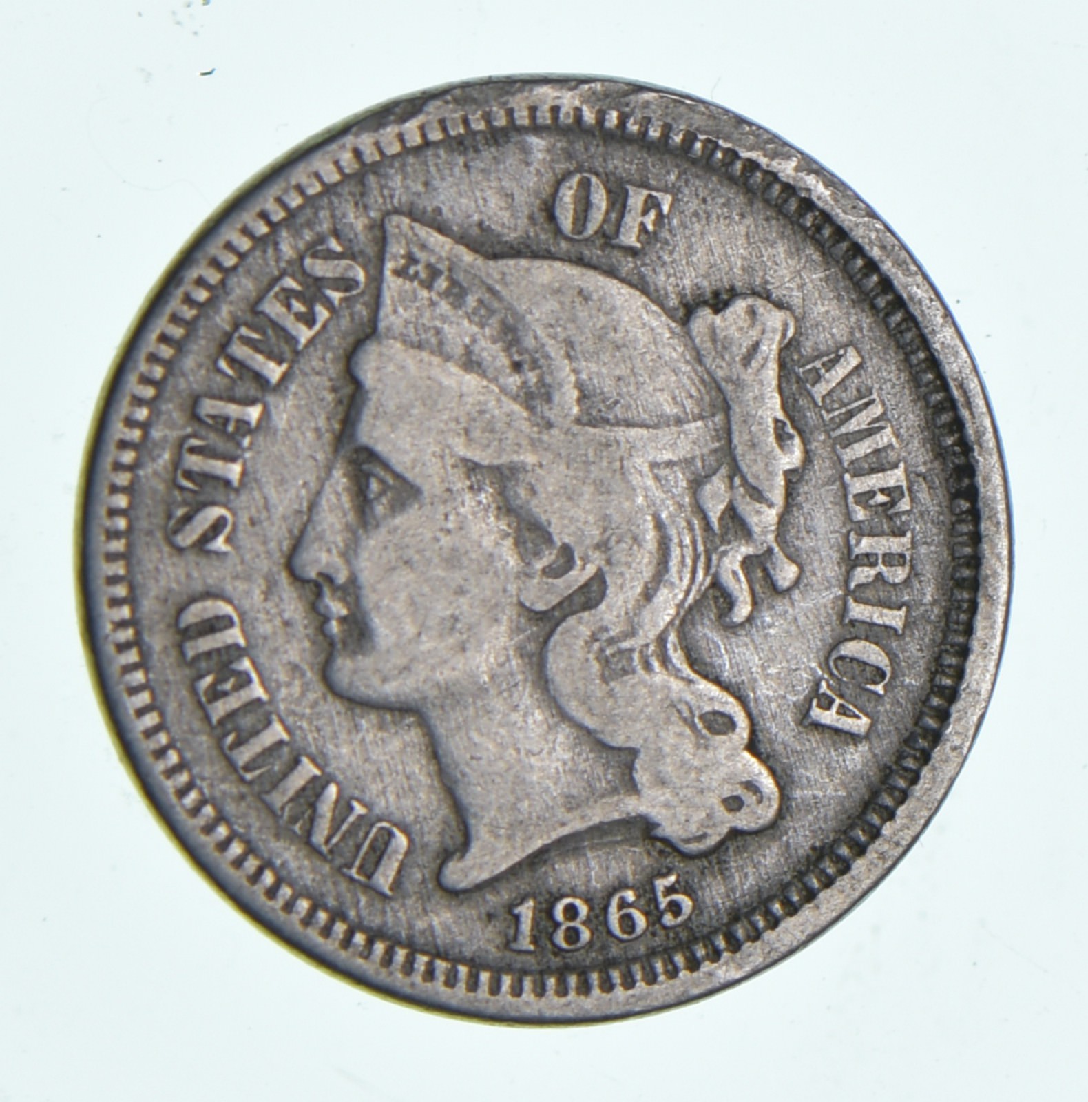 ***3***THREE***Cent***1865 - 3 Cent Piece Copper Nickel - Neat ...