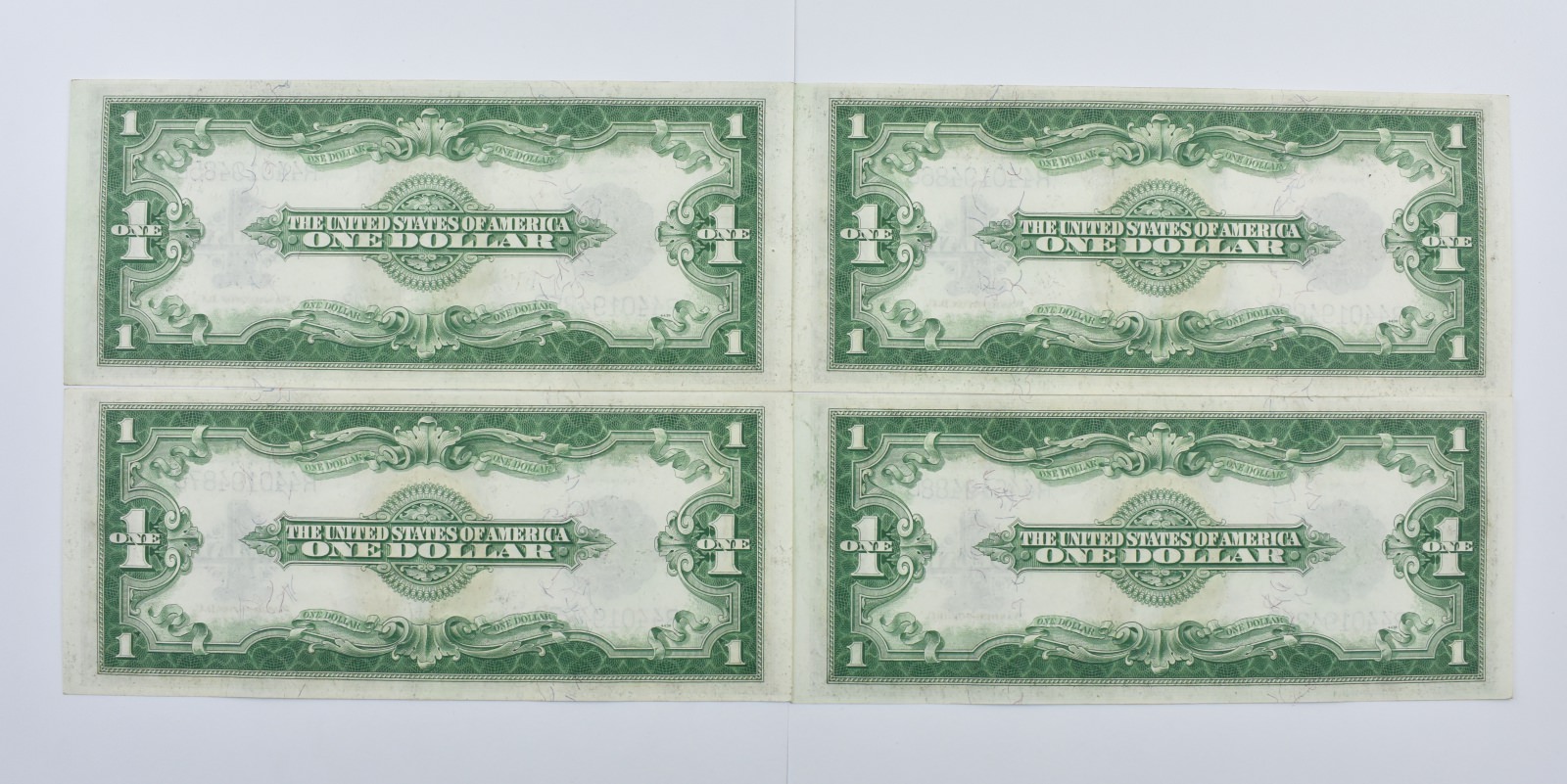 (4) 1923 $1 US Silver Certificate Consecutive Serial Horse Blanket ...