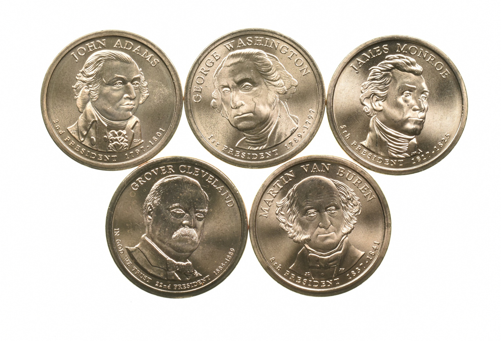 5 DIFFERENT Presidential Dollars - In GEM UNCIRCULATED Condition ...