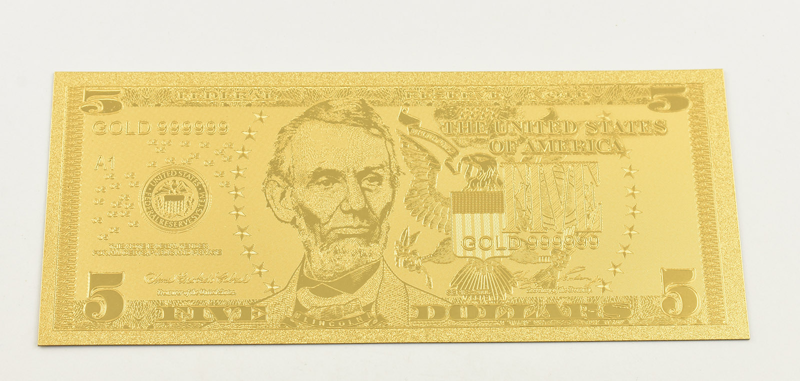 $5 Federal Reserve Note - 24K Gold Bank Note - Rare | Property Room