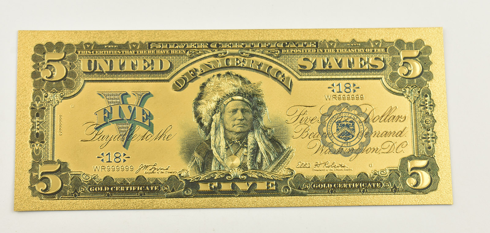 $5 U.S. Gold Certificate - 24K Gold Bank Note - Rare | Property Room