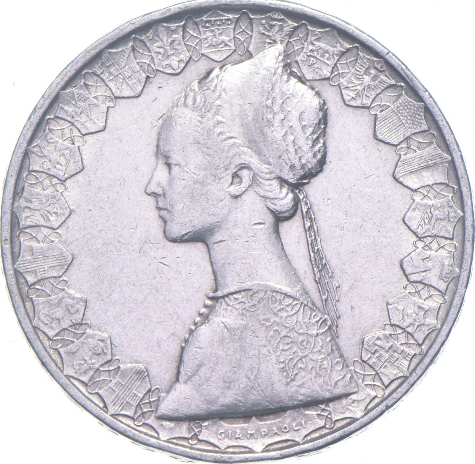 500 Lire 1959 Italy Silver Coin // Santa Maria / Ship | Property Room