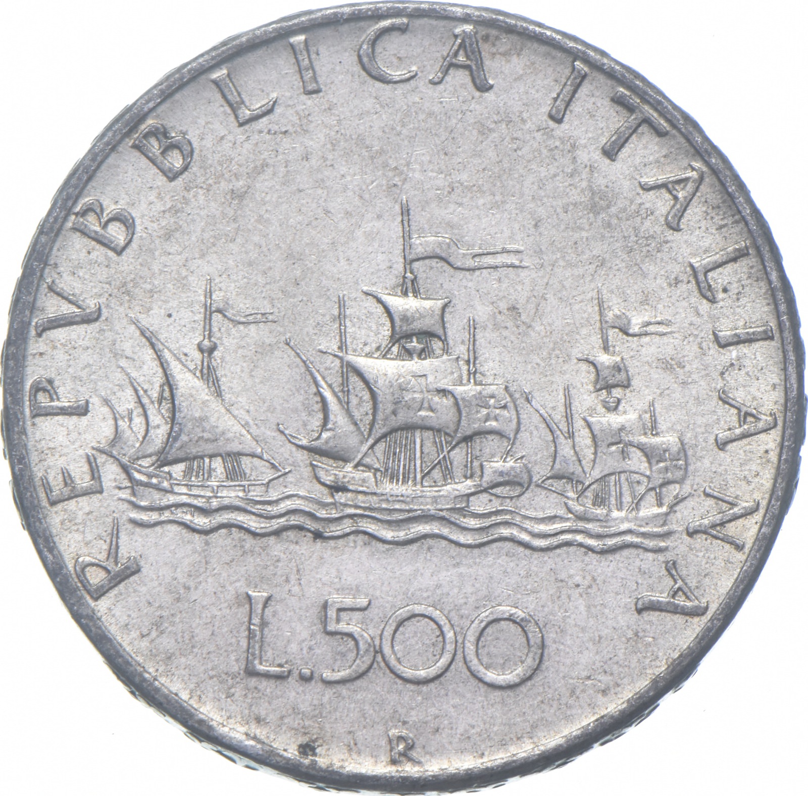 500 Lire 1959 Italy Silver Coin // Santa Maria / Ship | Property Room