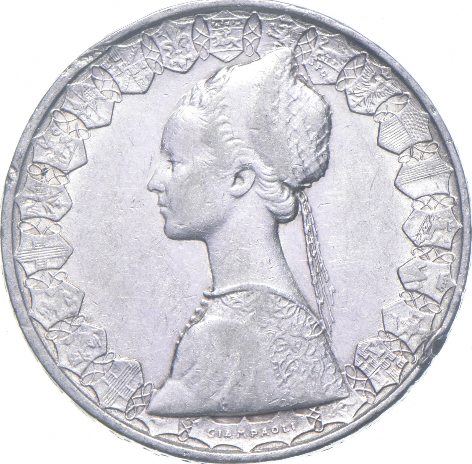 500 Lire 1959 Italy Silver Coin // Santa Maria / Ship | Property Room