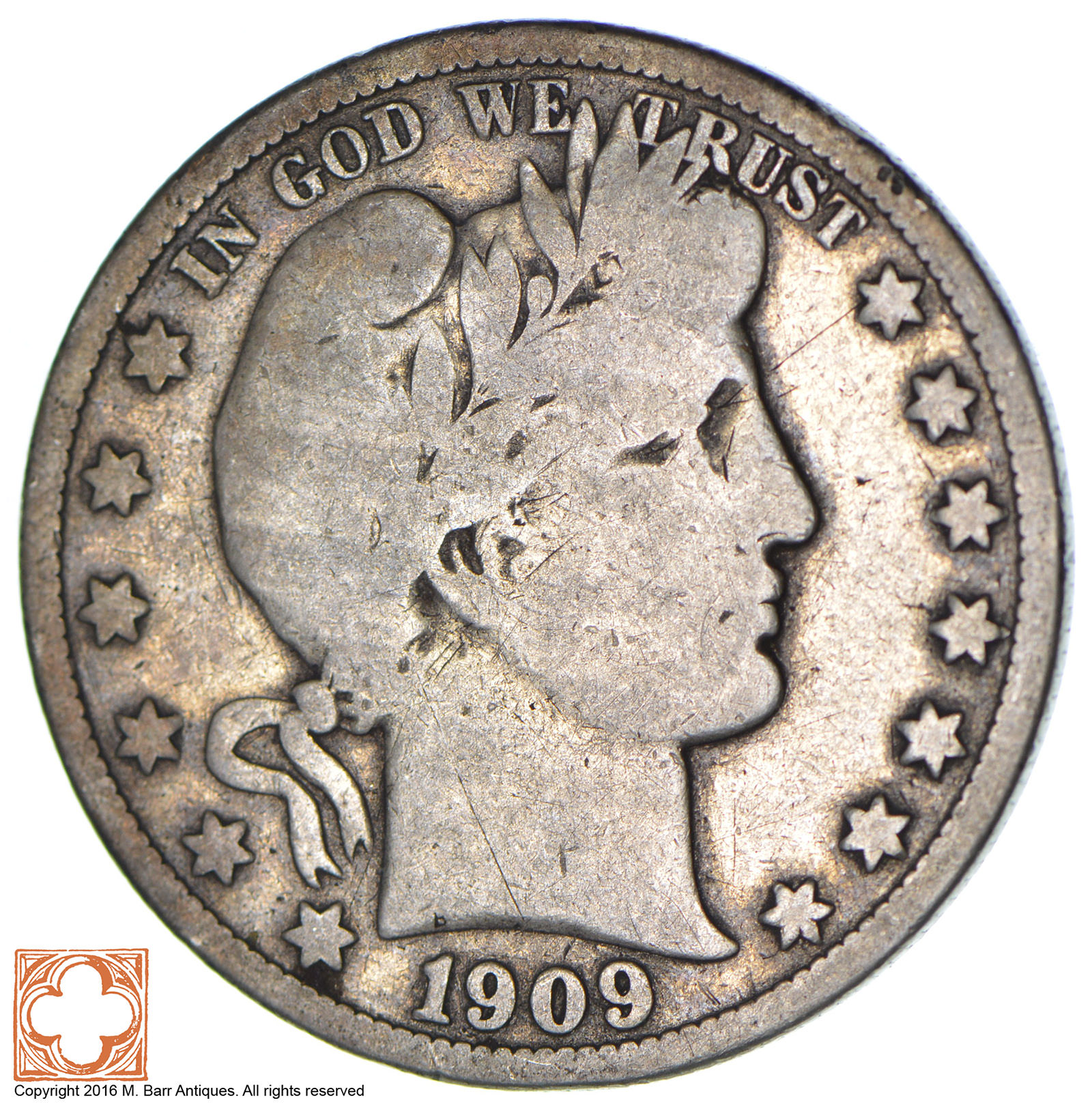 50c - Great Liberty Detail - 1909 Barber Half Dollar | Property Room