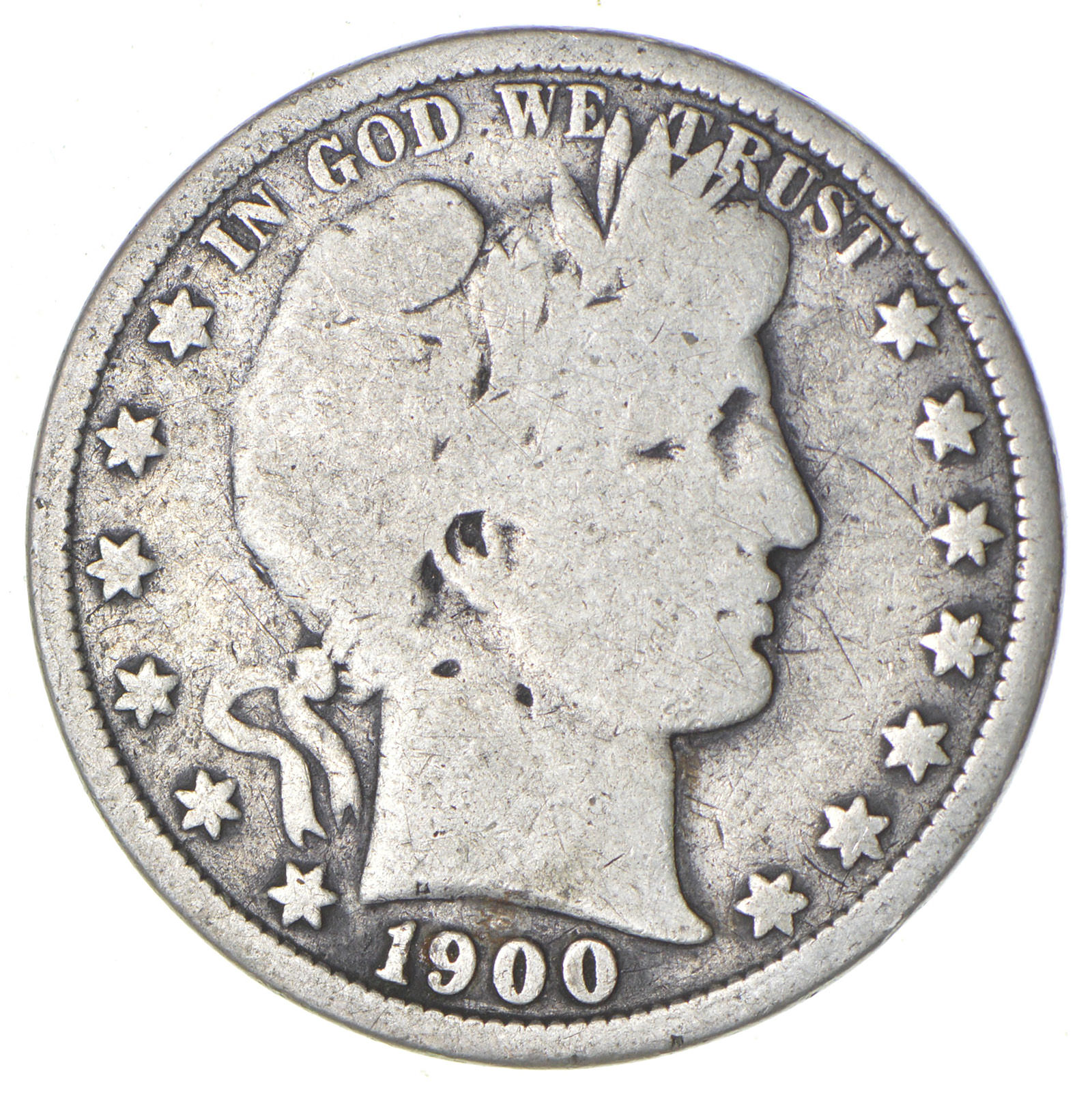 50c United States Coin - 1900 Liberty Barber 90% Silver US Half Dollar ...