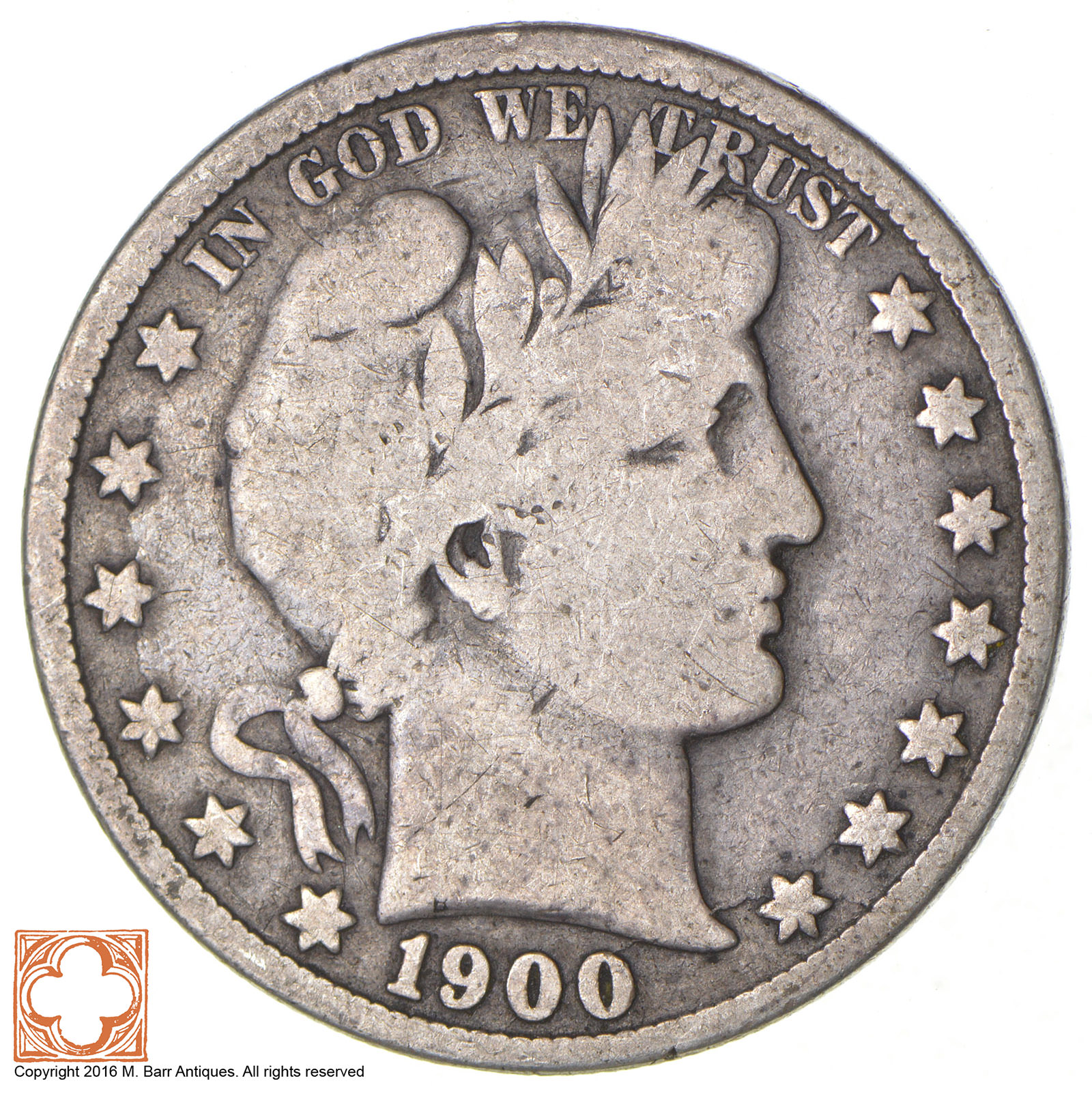 50c United States Coin - 1900-S Liberty Barber 90% Silver US Half ...