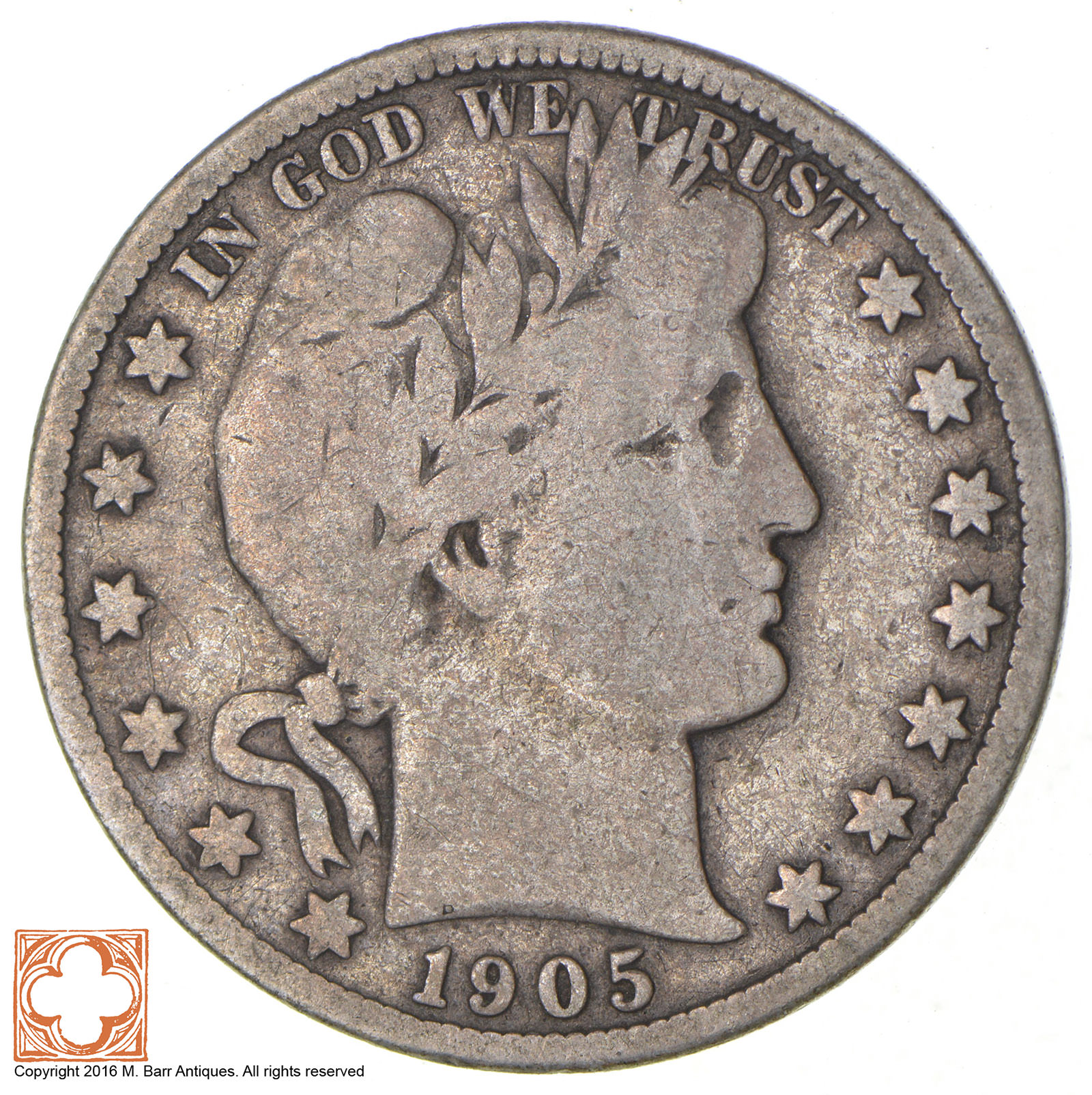 50c United States Coin - 1905-S Liberty Barber 90% Silver US Half ...