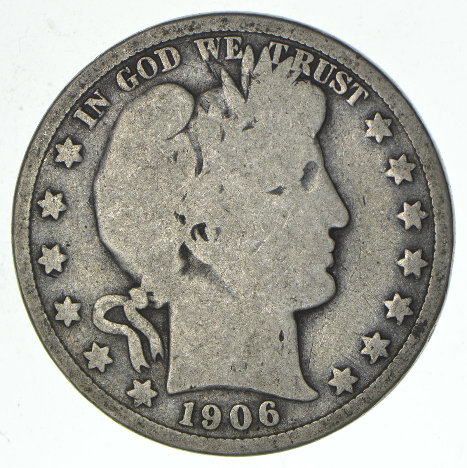 50c United States Coin - 1906 Liberty Barber 90% Silver US Half Dollar ...