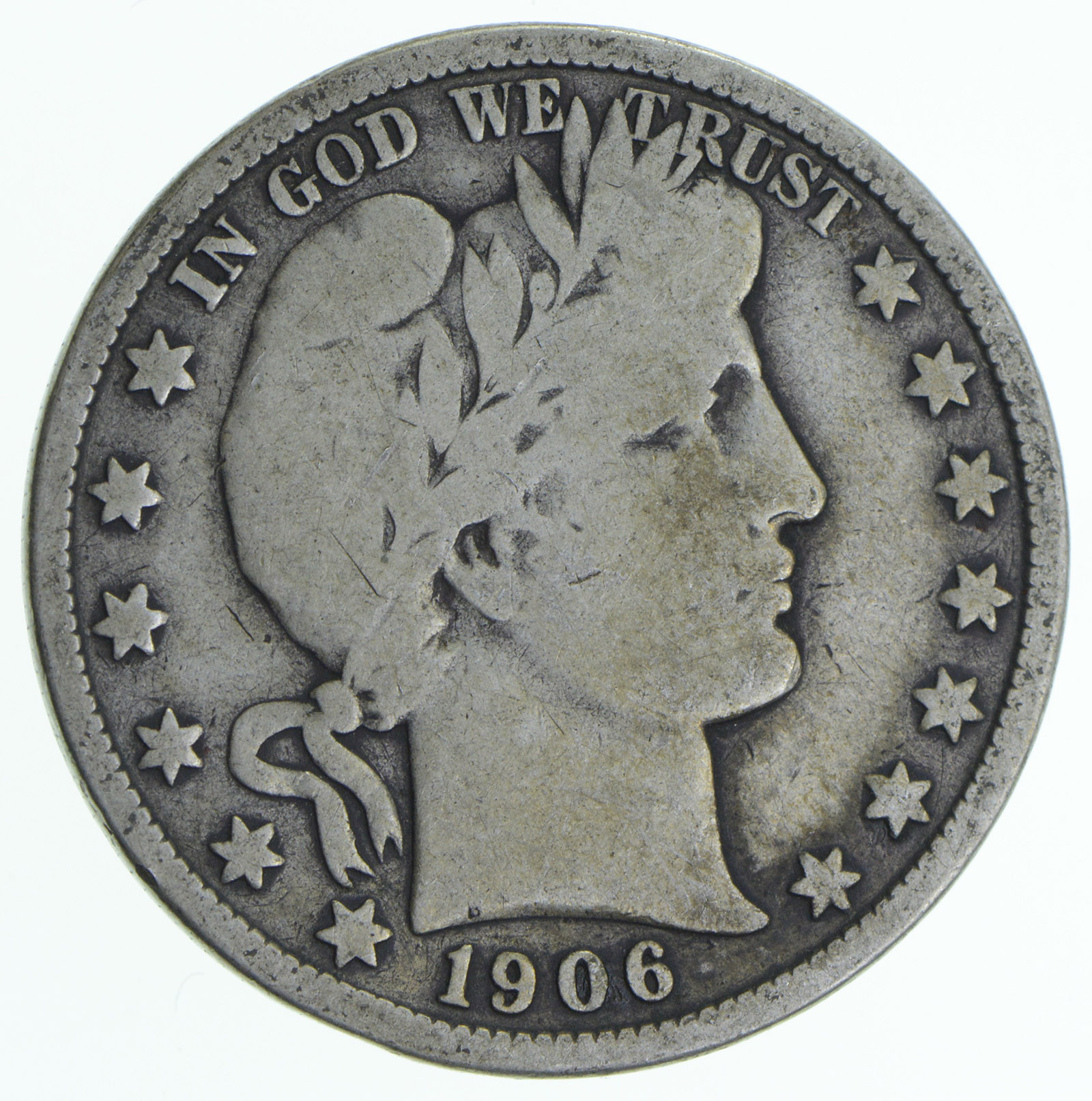 50c United States Coin - 1906-D Liberty Barber 90% Silver US Half ...