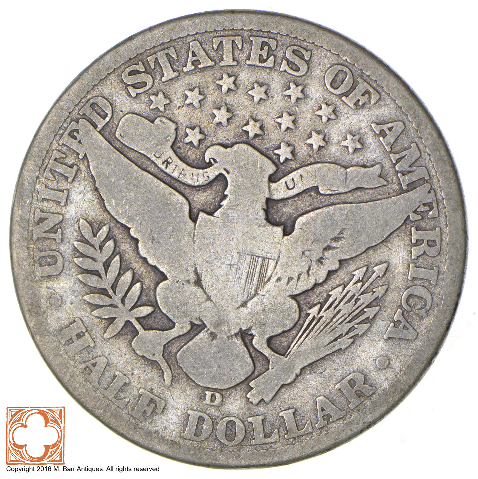 50c United States Coin - 1906-D Liberty Barber 90% Silver US Half ...