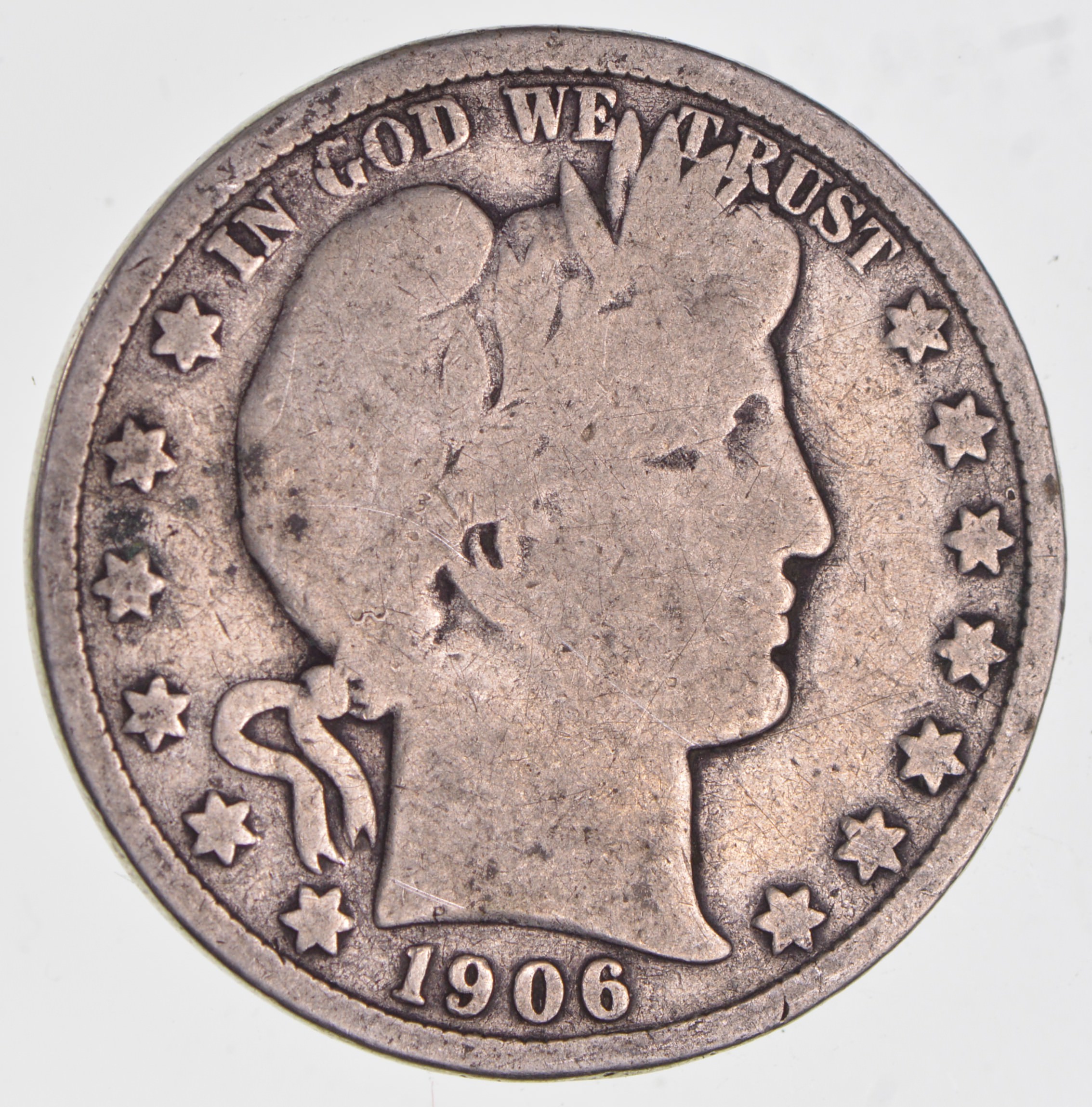50c United States Coin - 1906-D Liberty Barber 90% Silver US Half ...